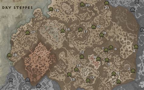 Diablo IV Guide de zone Steppes Arides 100 de renommée Autels