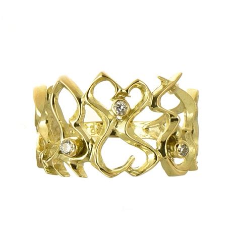 14 Kt Gold Ring 0 09 Ct Diamonds Catawiki