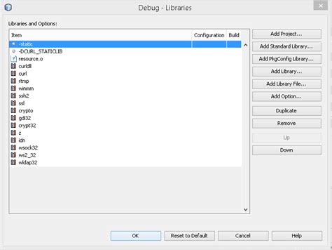 c statically link libcurl to project still requires dll stack overflow