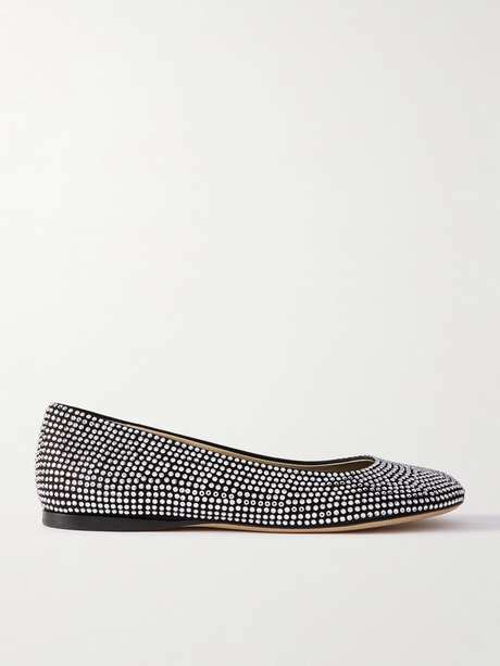 LOEWE Crystal Embellished Suede Ballet Flats NET A PORTER