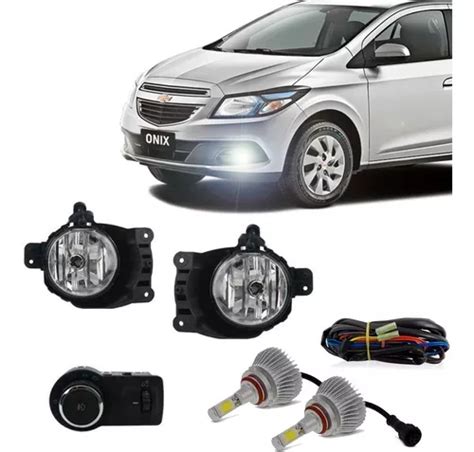Kit Farol Milha Onix Spin Cobalt Sonic Botão Xenon Em Led