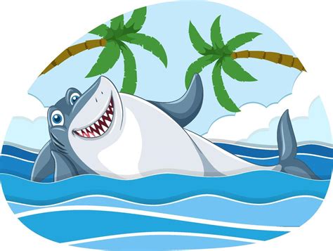 Cartoon Shark In The Sea 12495946 Vector Art At Vecteezy