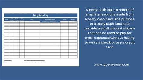 Free Printable Petty Cash Log Templates Excel Word PDF