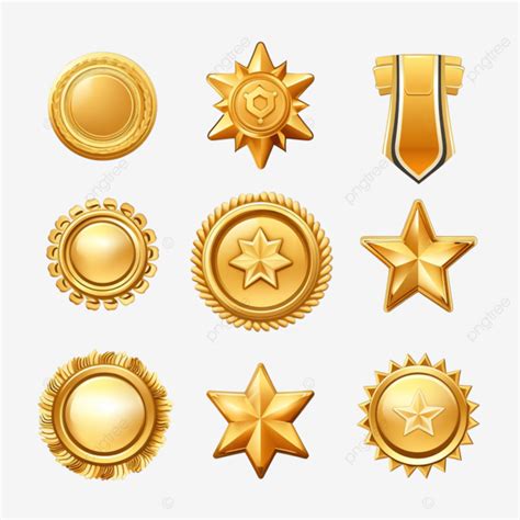 Ilustração De Medalhas De Conquista E Distintivo De Ouro PNG