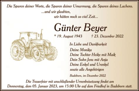 Traueranzeigen von Günter Beyer abschied nehmen de