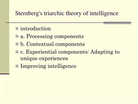 Ppt Sternberg S Triarchic Theory Of Intelligence Powerpoint