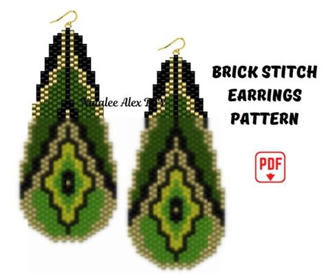 Brick Stitch Earring Pattern Teardrop Flower Earrings Seed Bead Ladder