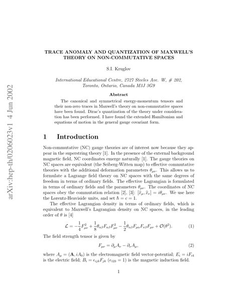 pdf trace anomaly and quantization of maxwells theory on non commutative spaces