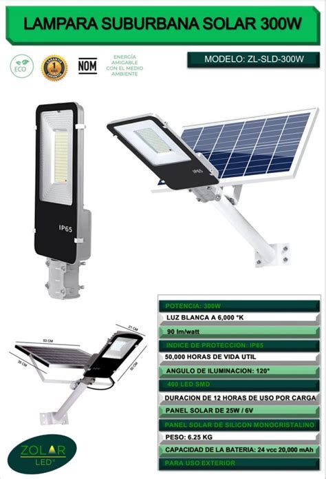 Lámpara Solar Suburbana ZL SLD 300W León Iluminación