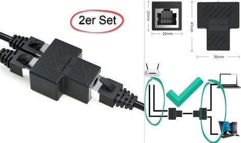 1 Paar RJ45 Verteiler Ethernet LAN Splitter Verteiler Cat5 Kaufen Auf