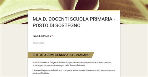M A D DOCENTI SCUOLA PRIMARIA POSTO DI SOSTEGNO