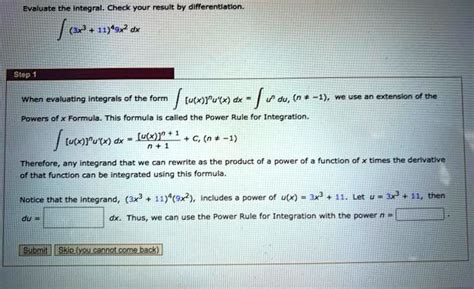 solved evaluate the integral check your result by dlfferentlation f andx 11 97 dx step when