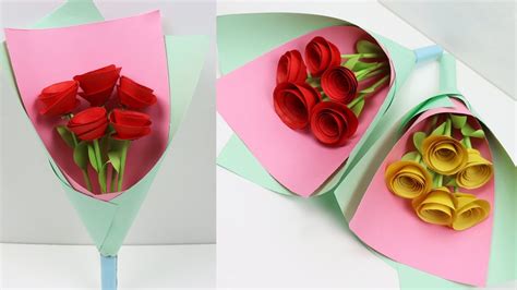 DIY HOW TO MAKE PAPER ROSE FLOWER BOUQUET STEP BY STEP BOUQUETS
