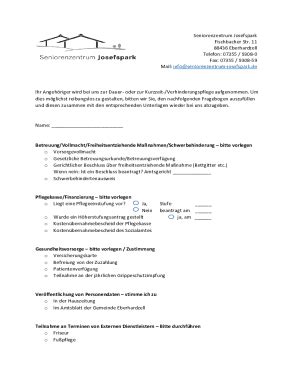 Ausf Llbar Online Fragebogen Fr Angehrige Bei Aufnahmex Fax Email