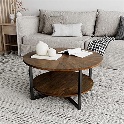 Leemtorig Round Coffee Table With Storage Farmhouse Coffee Table