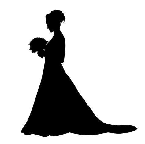Casamento De Noiva De Silhueta Isolada De Vetor Vetor Premium