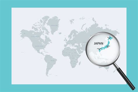 Carte Du Japon Sur La Carte Du Monde Politique Avec Loupe Art