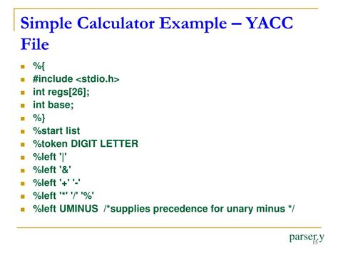 ppt yacc parser generator powerpoint presentation free download id 978430
