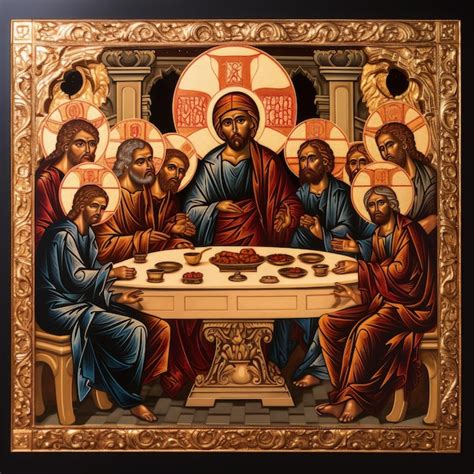 A Última Ceia de Jesus Cristo os 12 apóstolos ícone História