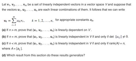 solved let v1 v2 vm be a set of linearly