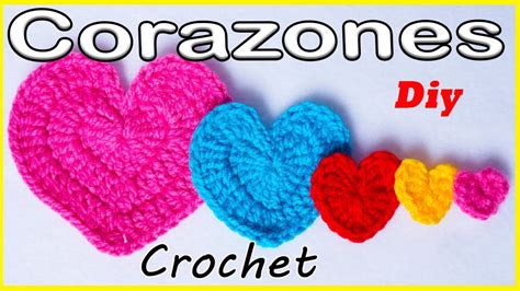 Como hacer Corazones Tejidos Crochet Ganchillo 4 TAMAÑOS Paso a