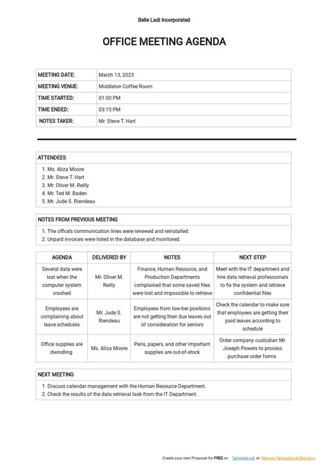 Google Docs Meeting Agenda Template