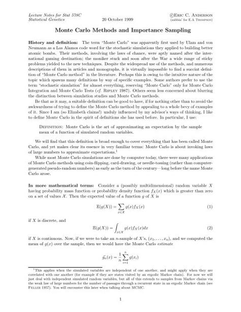 monte carlo methods and importance sampling