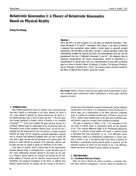pdf relativistic kinematics i a theory of relativistic kinematics based on physical reality