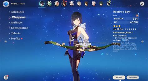 5 Best Weapons For Yelan In Genshin Impact F2P 4 Star And BiS Bows List
