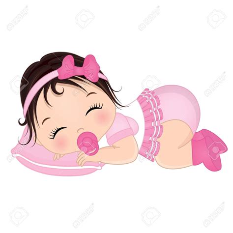 Vector Cute Baby Girl Sleeping Vector Baby Girl Baby Girl Vector