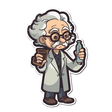 Una Ilustración De Albert Einstein Con Botella Vector PNG Científico