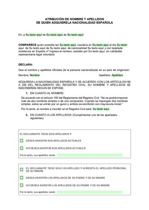 Plantilla Formulario Para La Jura De La Nacionalidad Espa Ola The