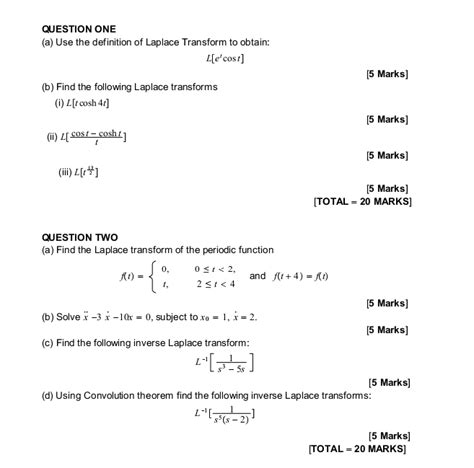 solved question one a use the definition of laplace
