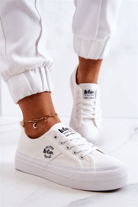 Tenisówki Na Platformie Lee Cooper LCW 22 31 0837L Białe 36 Lee
