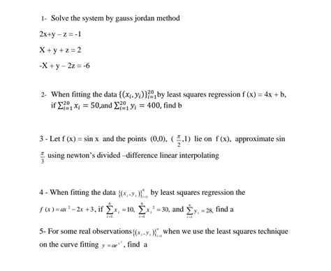 solved 1 solve the system by gauss jordan method 2x y