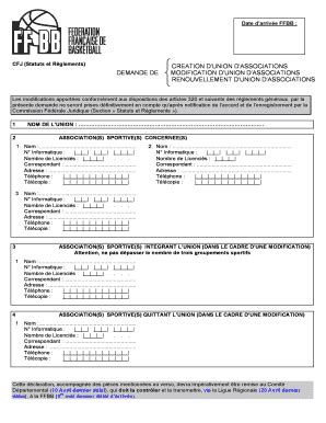 Remplissable En Ligne Remplissable Date Darrive FFBB Faxer Email