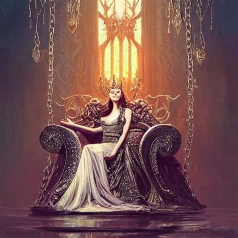 A Queen Is Sitting On Her Throne Dressed In Chains Stable Diffusion