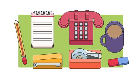 Vintage Office Items Vector 274367 Vector En Vecteezy