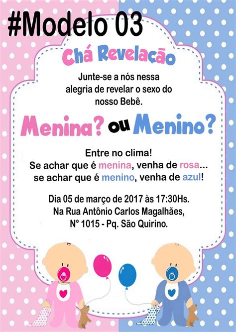 Modelos De Convites Para Chá Revelação Vários Modelos
