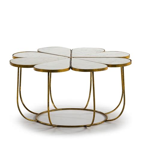 Mesa De Centro X X M Rmol Blanco Metal Dorado Cortinas Nono