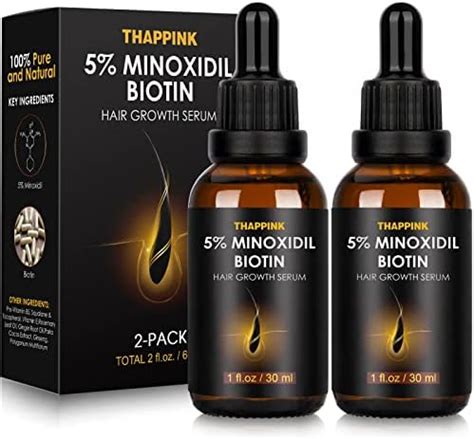 Minoxidil 5 Hair Growth Serum Oil Biotin For Men Women 2 Pack Hair