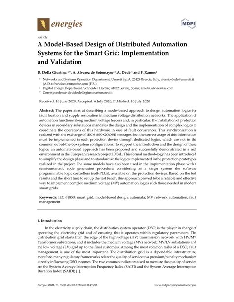 pdf a model based design of distributed automation systems for the smart grid implementation