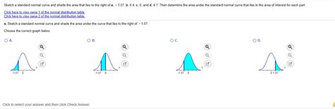 solved sketch a standard normal curve and shade the area