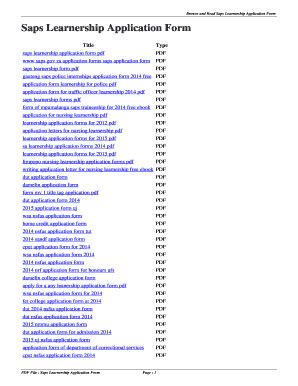 Fillable Online Saps Learnership Application Form Saps Learnership