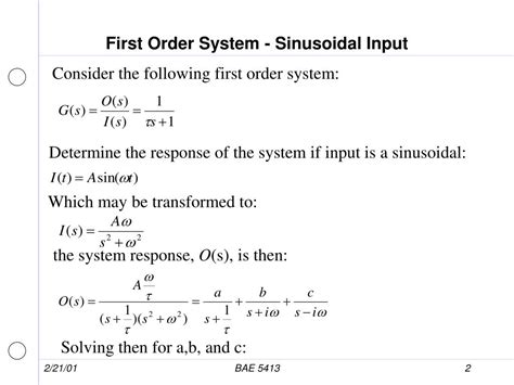 ppt response of first order systems to sinusoidal input powerpoint presentation id 6596703