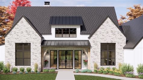 Bed Transitional Farmhouse Plan Under Square Feet With Vaulted