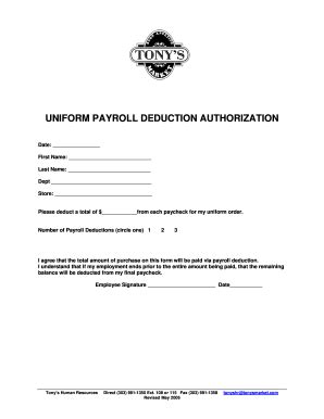 Payroll Deduction Authorization Form Template Free Sample Example