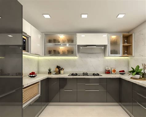 Compact Kitchen Design With Monochromatic Palette Livspace