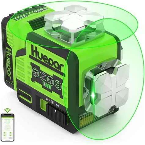 Huepar Niveau Laser Auto Nivelant 2x360Extérieur Bluetooth Faisceau
