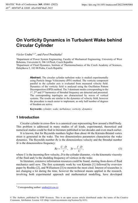 pdf on vorticity dynamics in turbulent wake behind circular cylinder